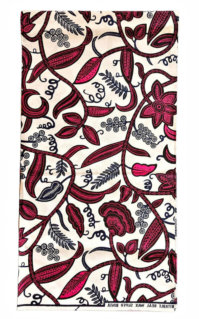 White Pink Floral African Print Fabric 1 Yard – Reflektion Design