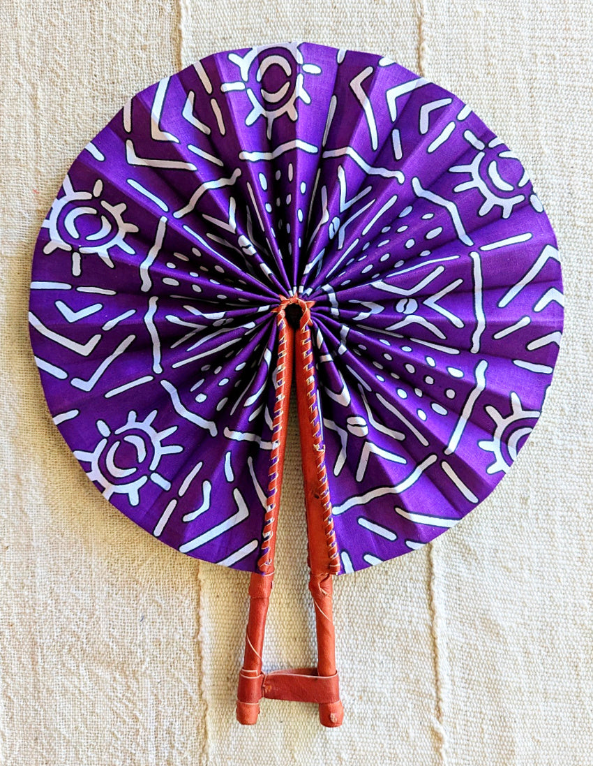 Purple Tribal Pattern African Fabric Folding Hand Fan – Reflektion Design