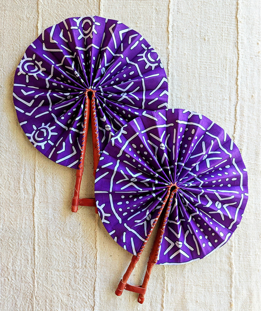 Purple Tribal Pattern African Fabric Folding Hand Fan – Reflektion Design