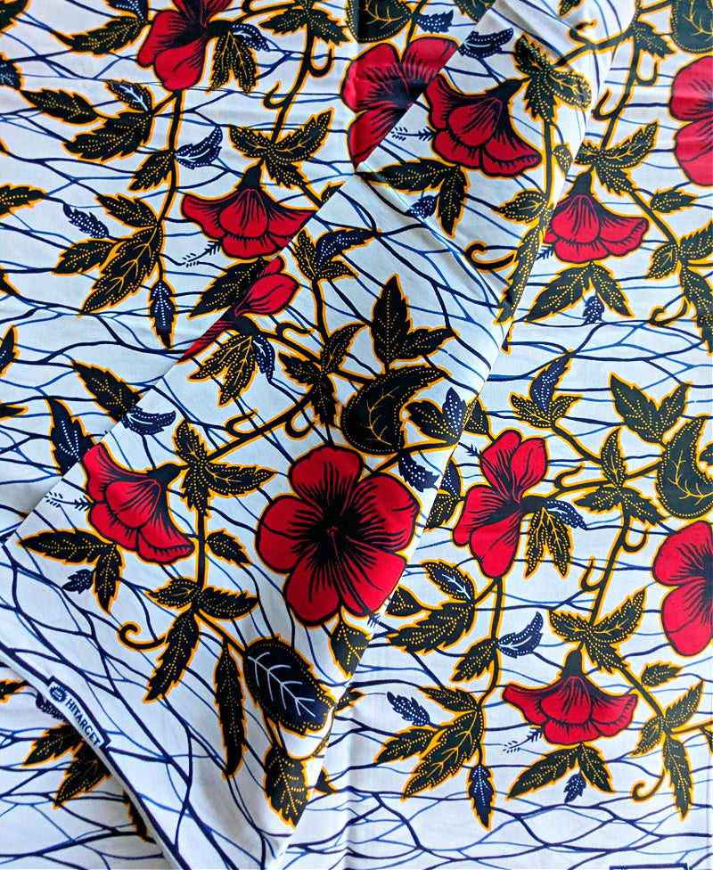 Red Floral African Print Fabric 2 Yards – Reflektion Design