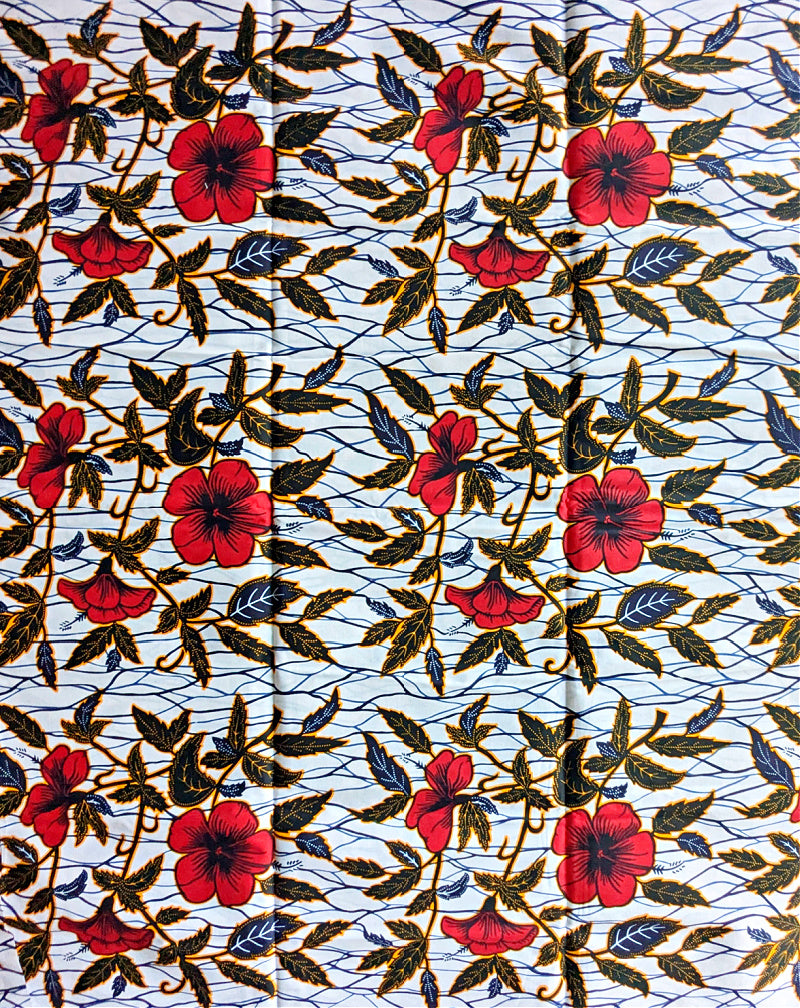 Red Floral African Print Fabric 2 Yards – Reflektion Design