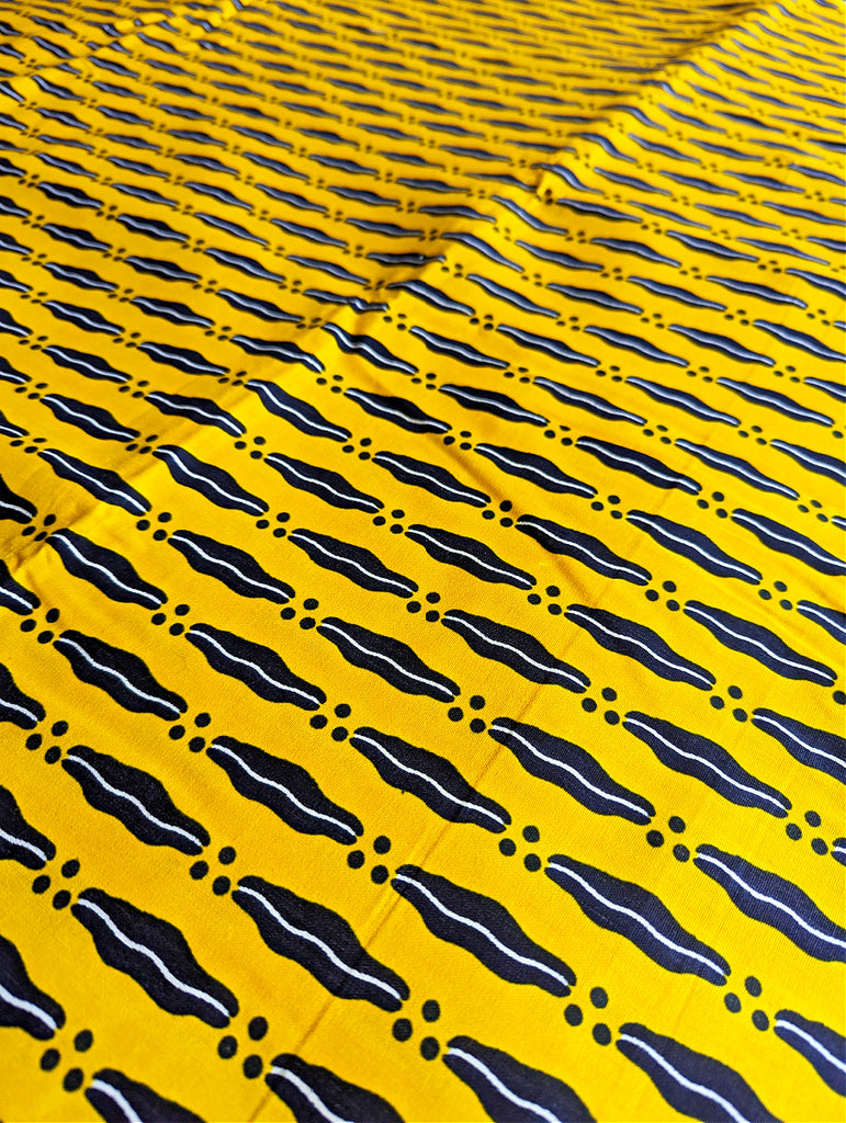 Yellow Navy Blue African Print Fabric 2 Yards – Reflektion Design