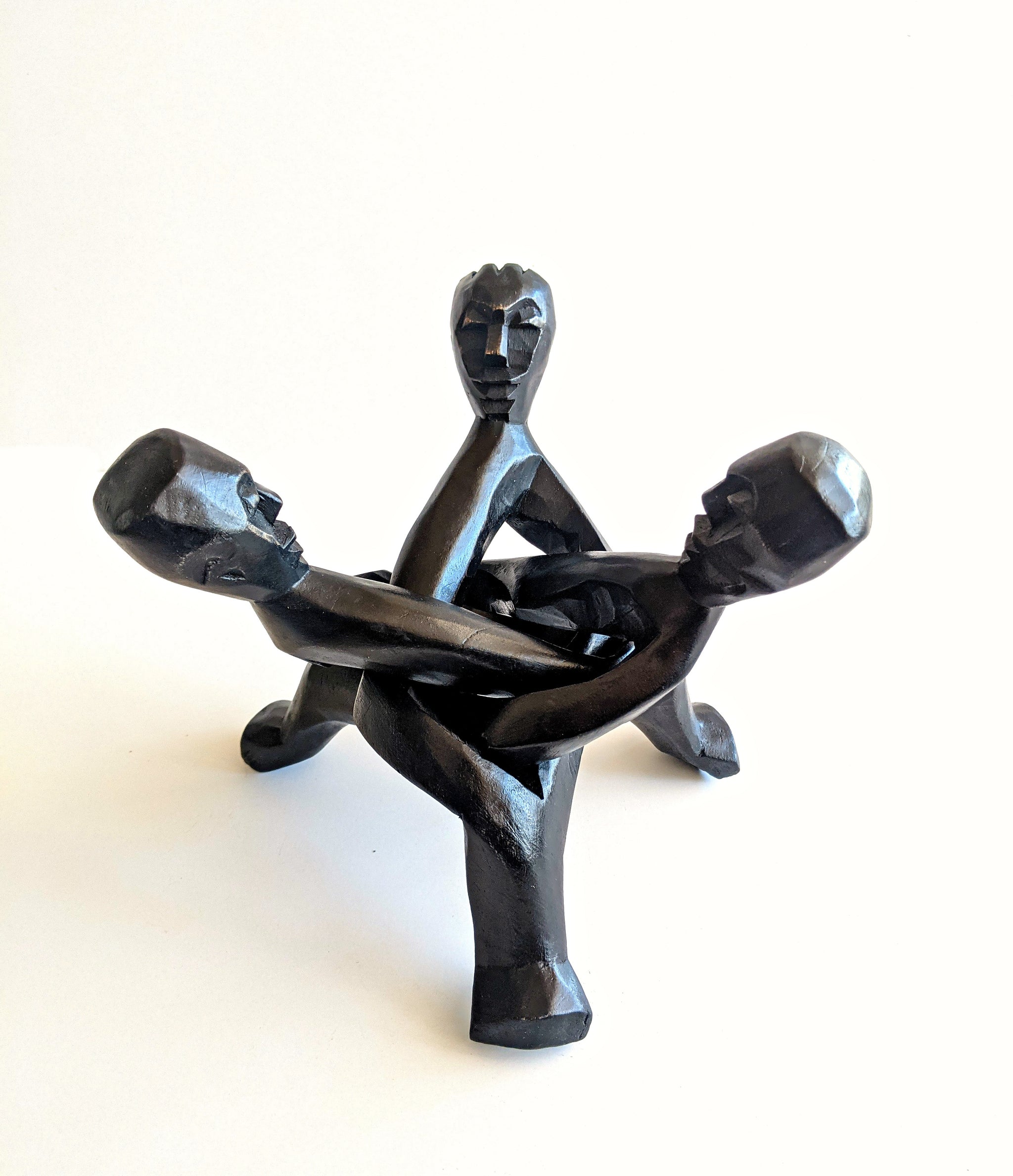 Large Wood Three Headed African Unity Stand – Reflektion Design