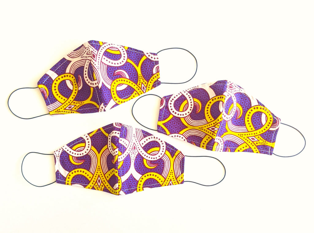 Purple Green African Print Fabric Face Mask – Reflektion Design