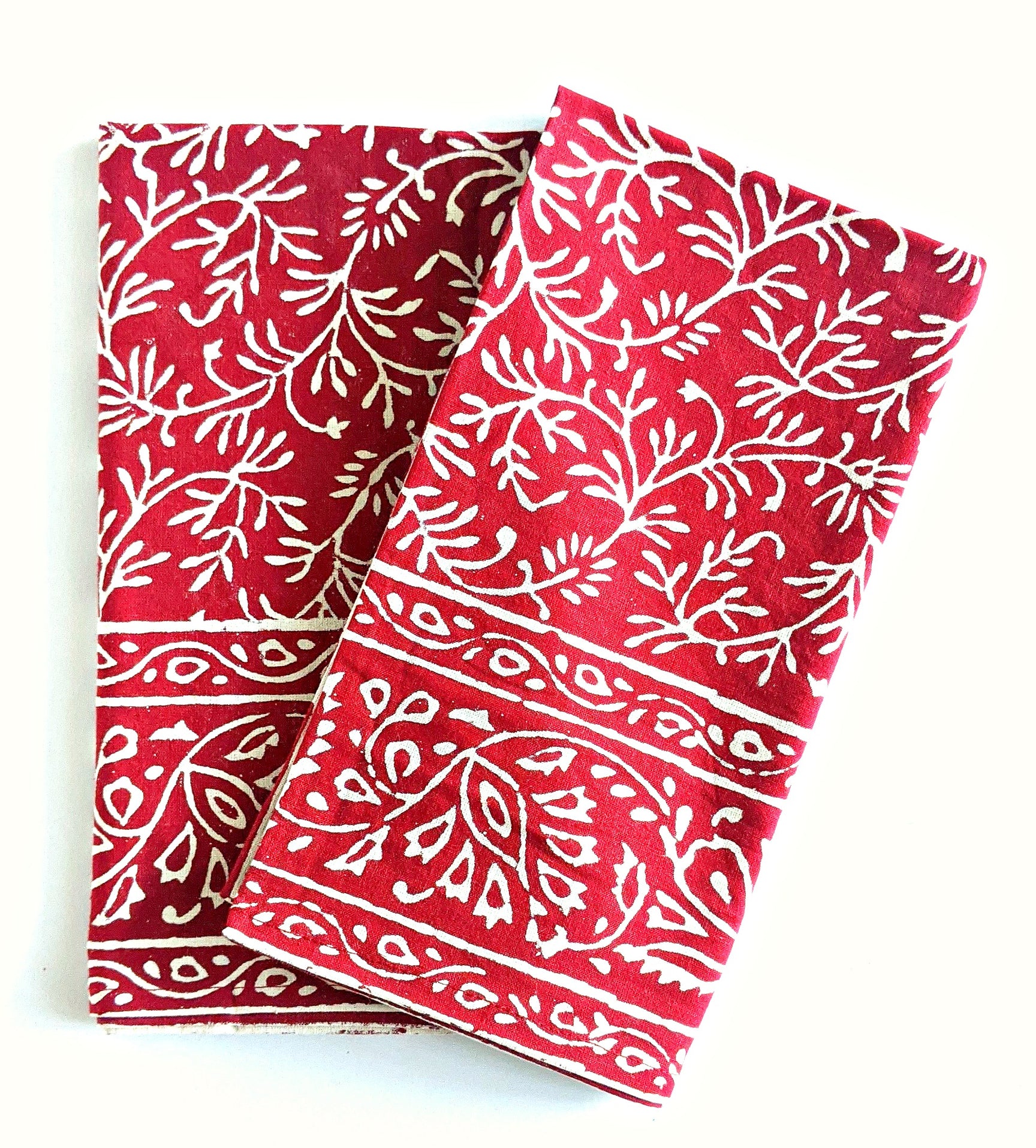 Cranberry Red Block Print Dinner Napkins - Set of 2 – Reflektion Design