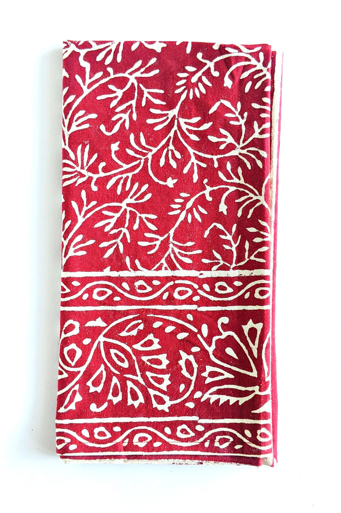 Cranberry Red Block Print Dinner Napkins - Set of 2 – Reflektion Design