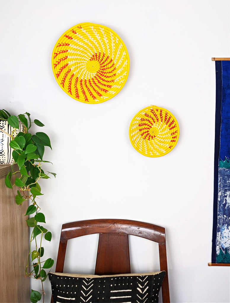 Yellow Woven Baskets Raffia Set of 2 – Reflektion Design